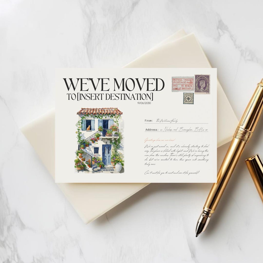 Destination Change of Address Card Postcard Style Digital Instant ...