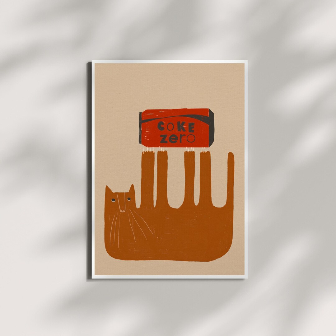 Cat & Coke Zero Art Print, Trendy Kitchen Decor (digital Download) - Etsy