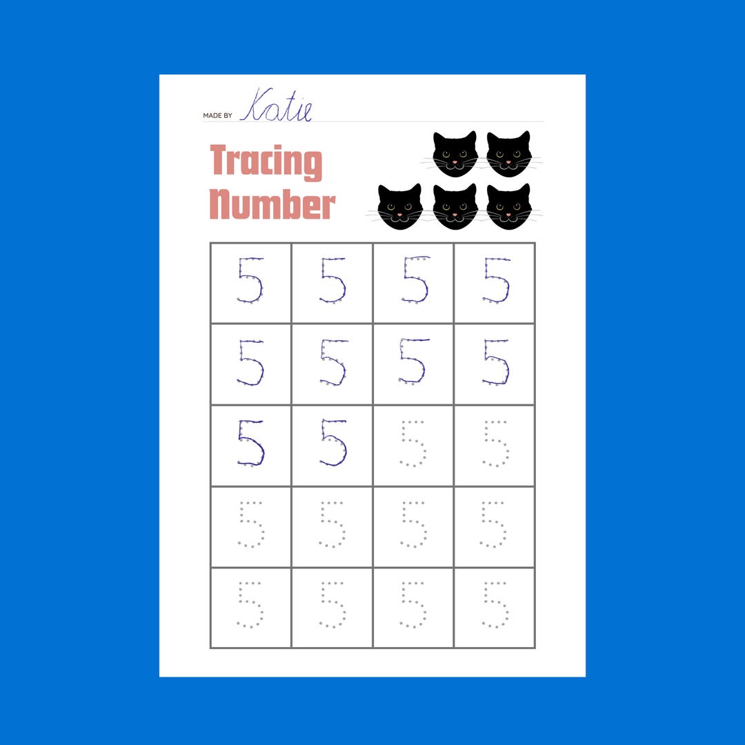 Cat Theme Number Tracing 0-10, Preschool Handwriting (PDF + JPEG) - Etsy