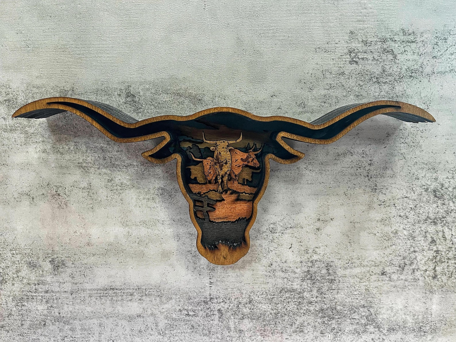 3D Wooden American Longhorns - Etsy
