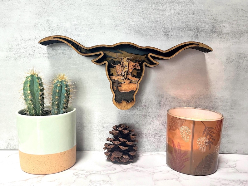 3D Wooden American Longhorns - Etsy