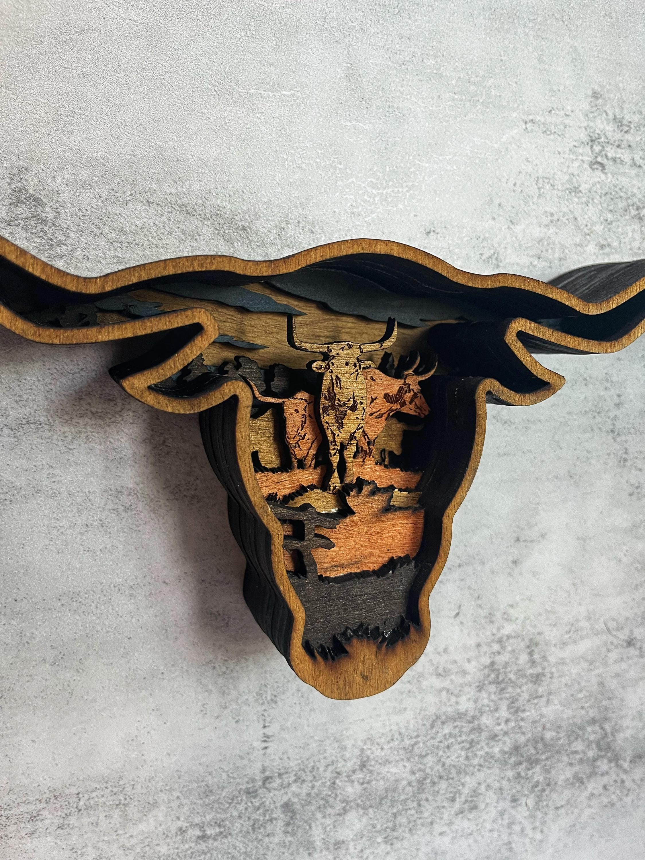 3D Wooden American Longhorns - Etsy
