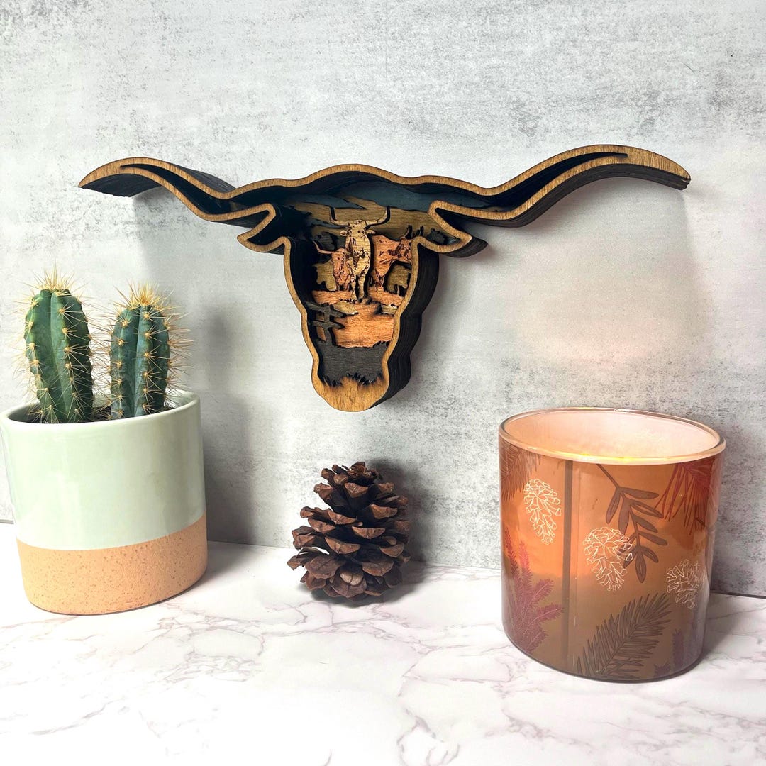 3D Wooden American Longhorns - Etsy