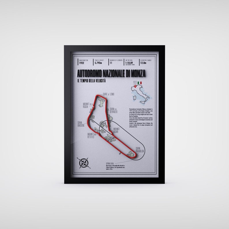 Monza Italy Race Track, 3D Printed. Autodromo Nazionale Di Monza. F1 ...
