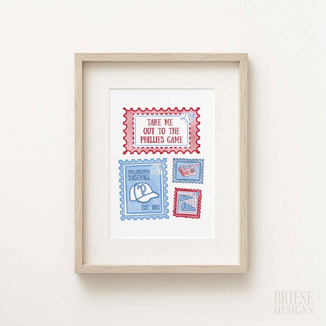 Philadelphia Baseball Inspired Stamps Art | Print | 5x7 | Briesedesigns ...