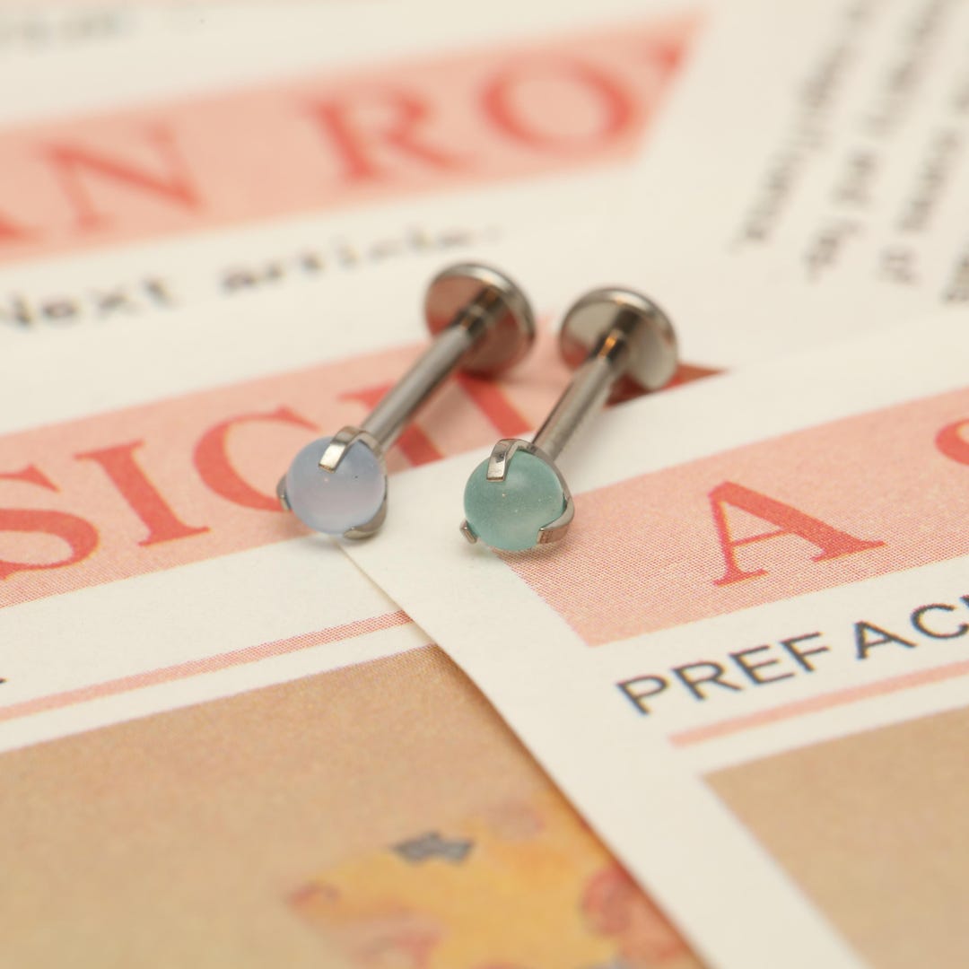 Tiny Cute Imitation Jade Labret Stud Lip Barbell Earring Stud 16/18g ...