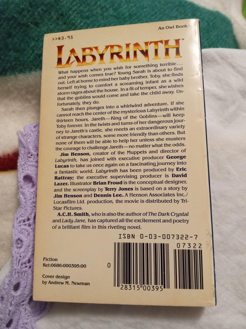 Labyrinth by A.C.H. Smith Movie Novel 1980s Jim Henson Jareth the ...