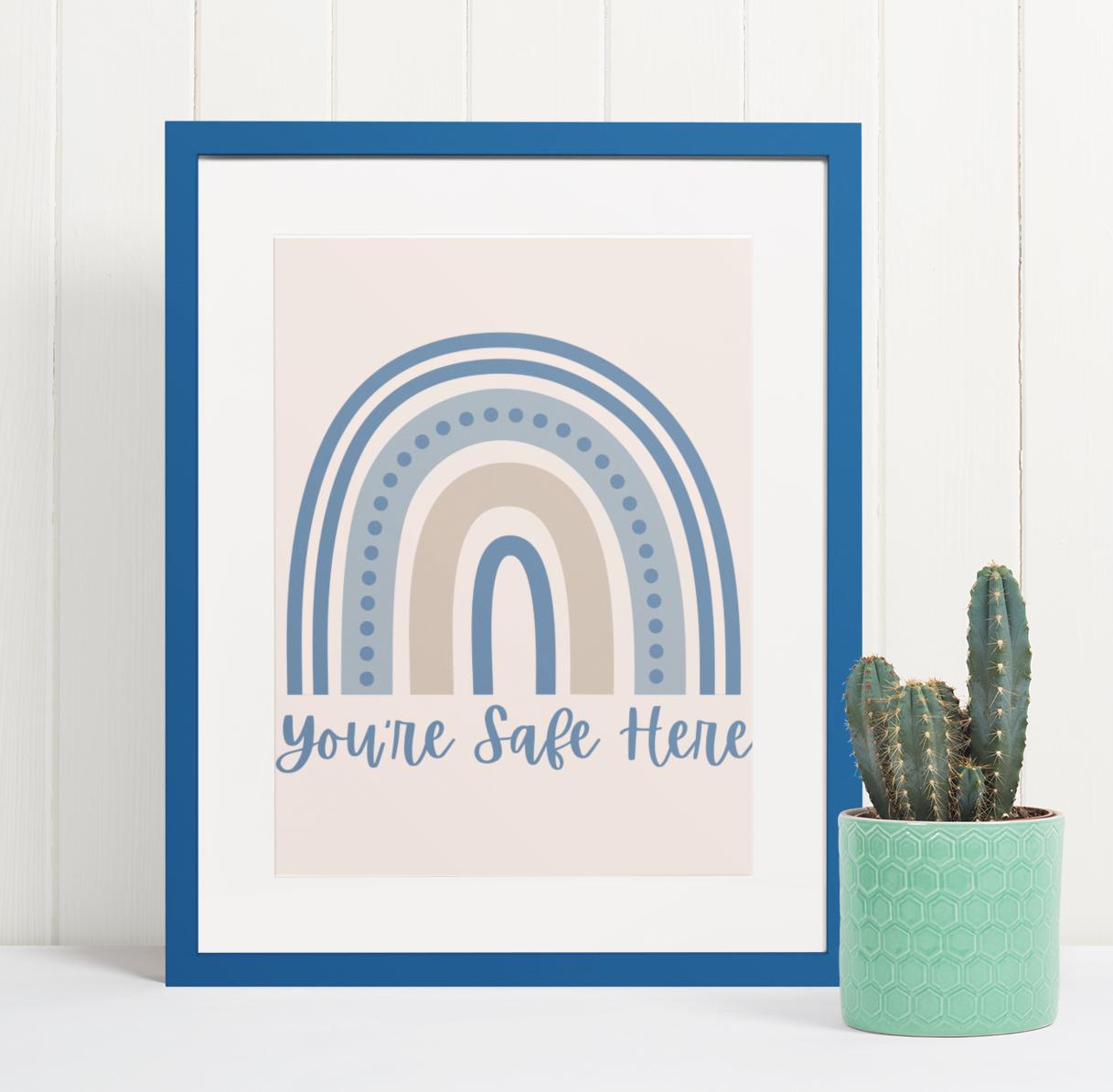 You're Safe Here Mental Health Poster, Therapy Office Decor, Counselor ...