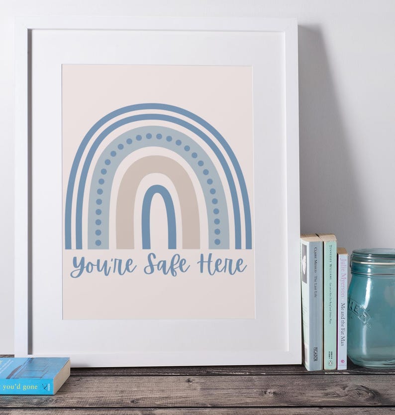 You're Safe Here Mental Health Poster, Therapy Office Decor, Counselor ...
