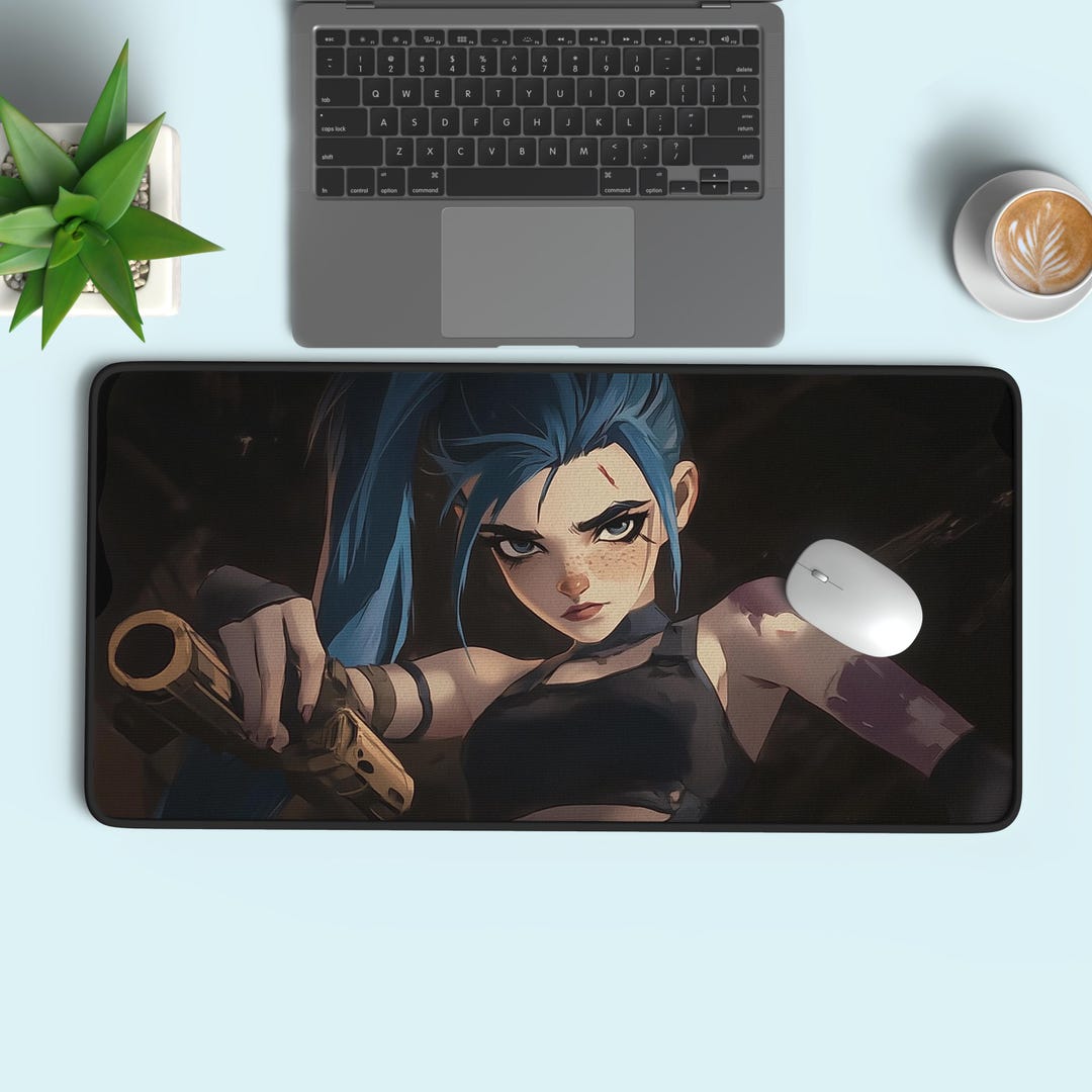 Jinx Arcane Inspired Deskmat League of Legends Fanart Desk Pad XL ...