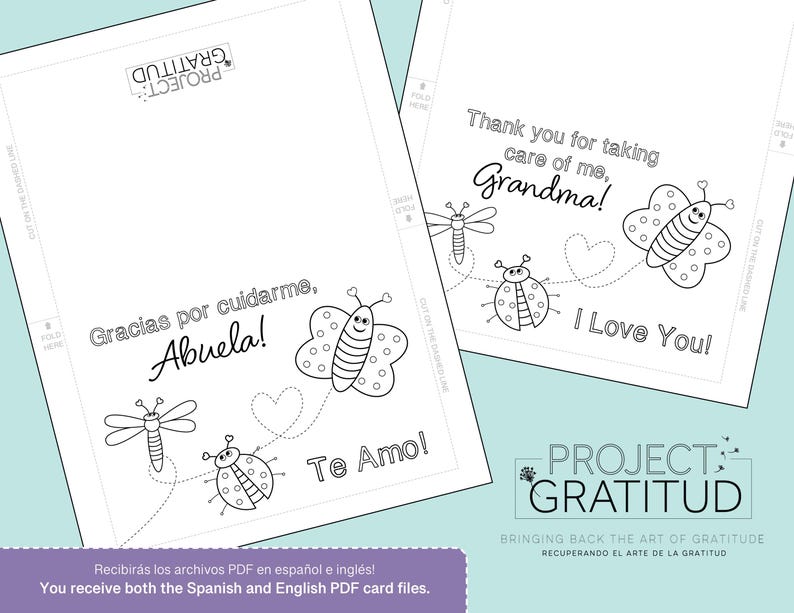 Printable Coloring Card for Grandma, Digital Thank You Card for Grandma ...