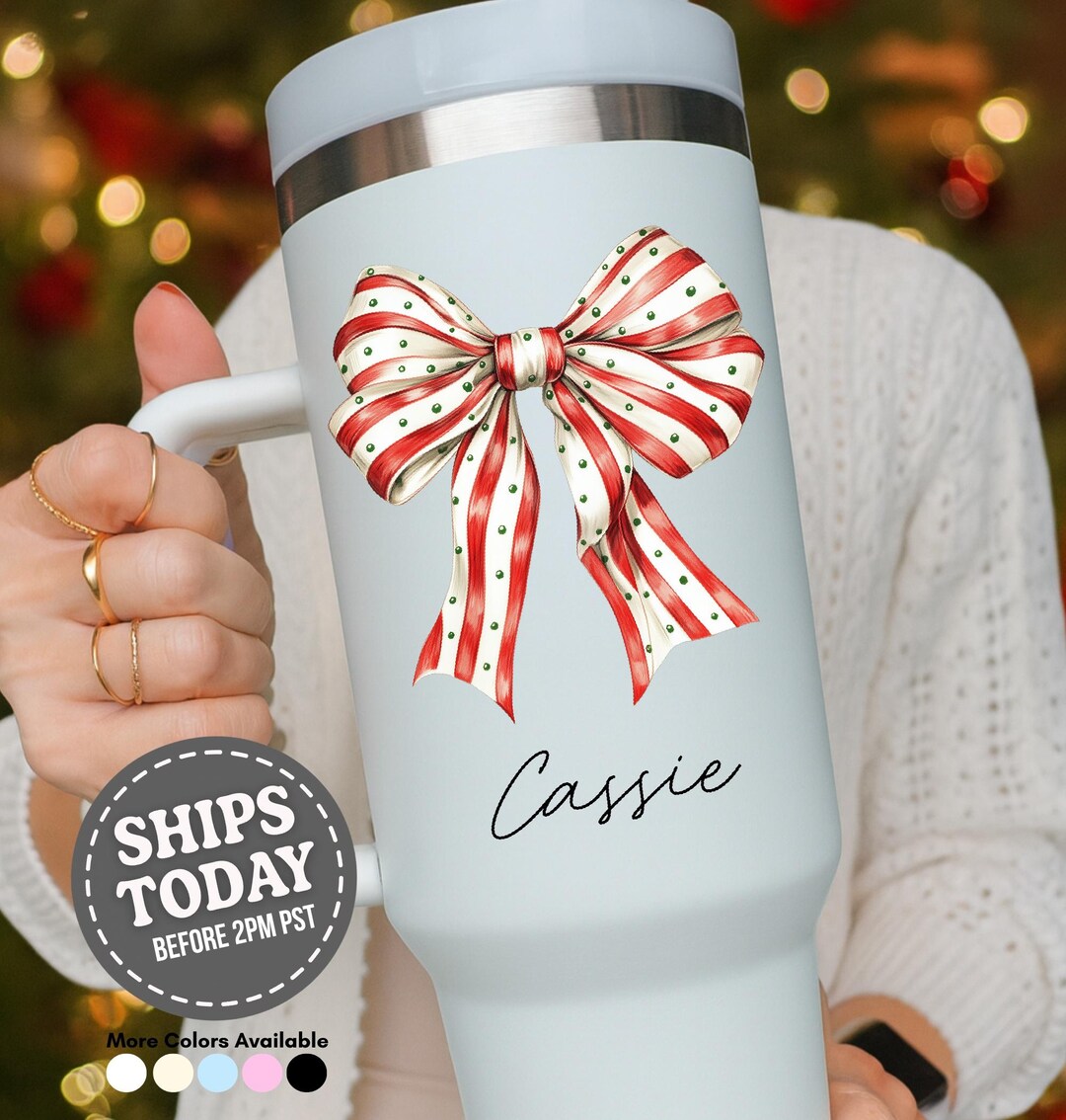 Christmas Bow Tumbler, Personalized Christmas Cup, Holiday Gift Idea ...