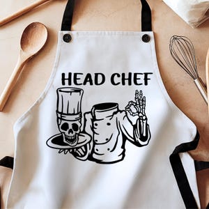 Head Chef Apron, Chef Skeleton, Funny Baking Apron, Halloween Apron ...
