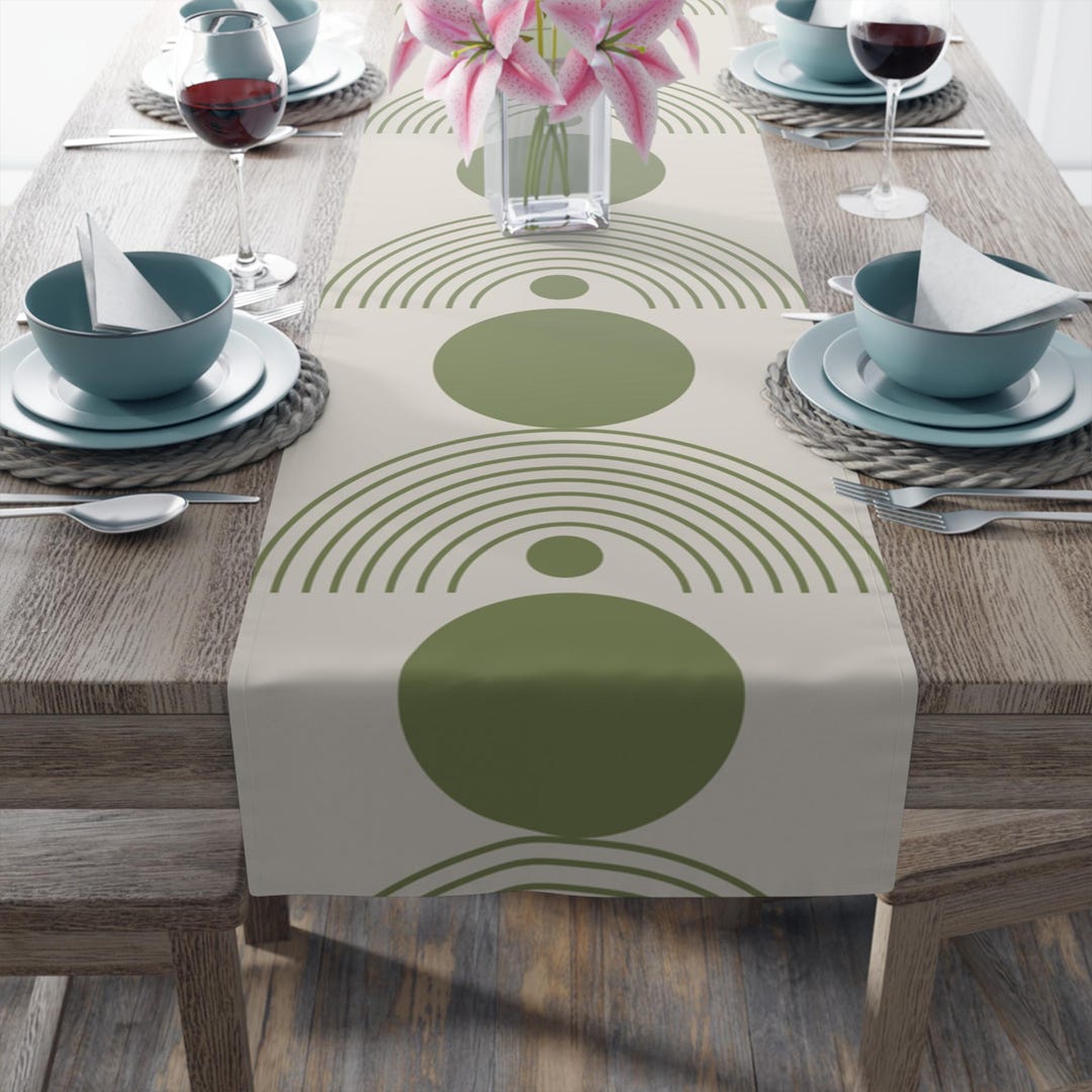 Retro Table Runner, Hostess Gift for Women, Mid Century Modern Table ...
