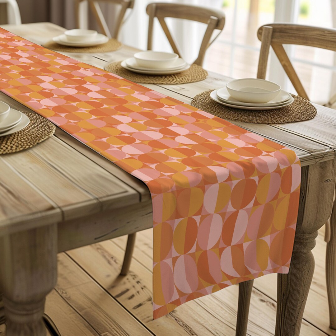 Retro Table Runner, Hostess Gift for Women, Mid Century Modern Table ...