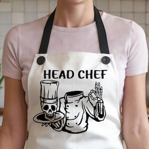 Head Chef Apron, Chef Skeleton, Funny Baking Apron, Halloween Apron ...