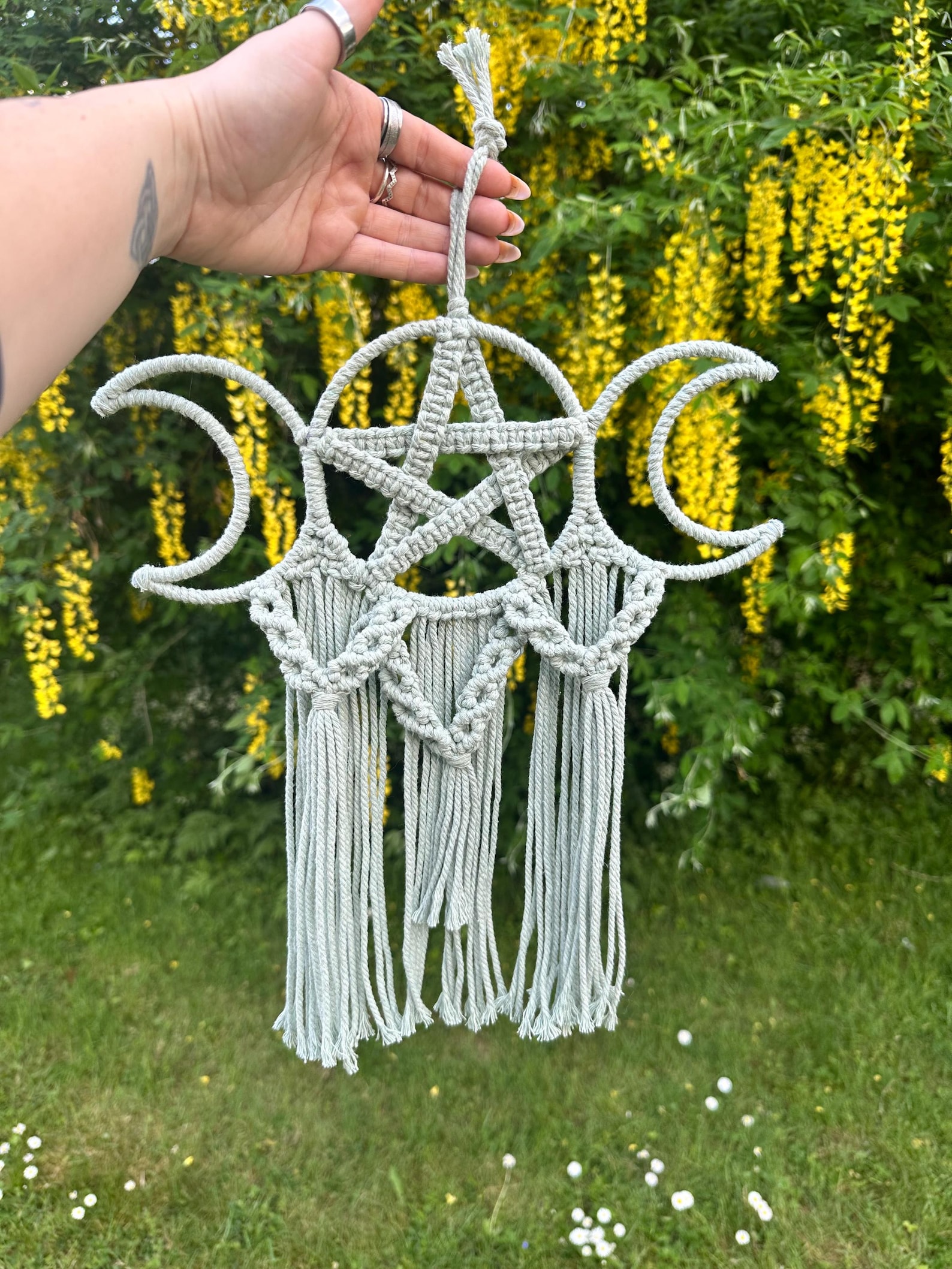 Triple Moon Macrame, Handmade Wall Decor, Macrame Lunar Gifts, Bohemian ...