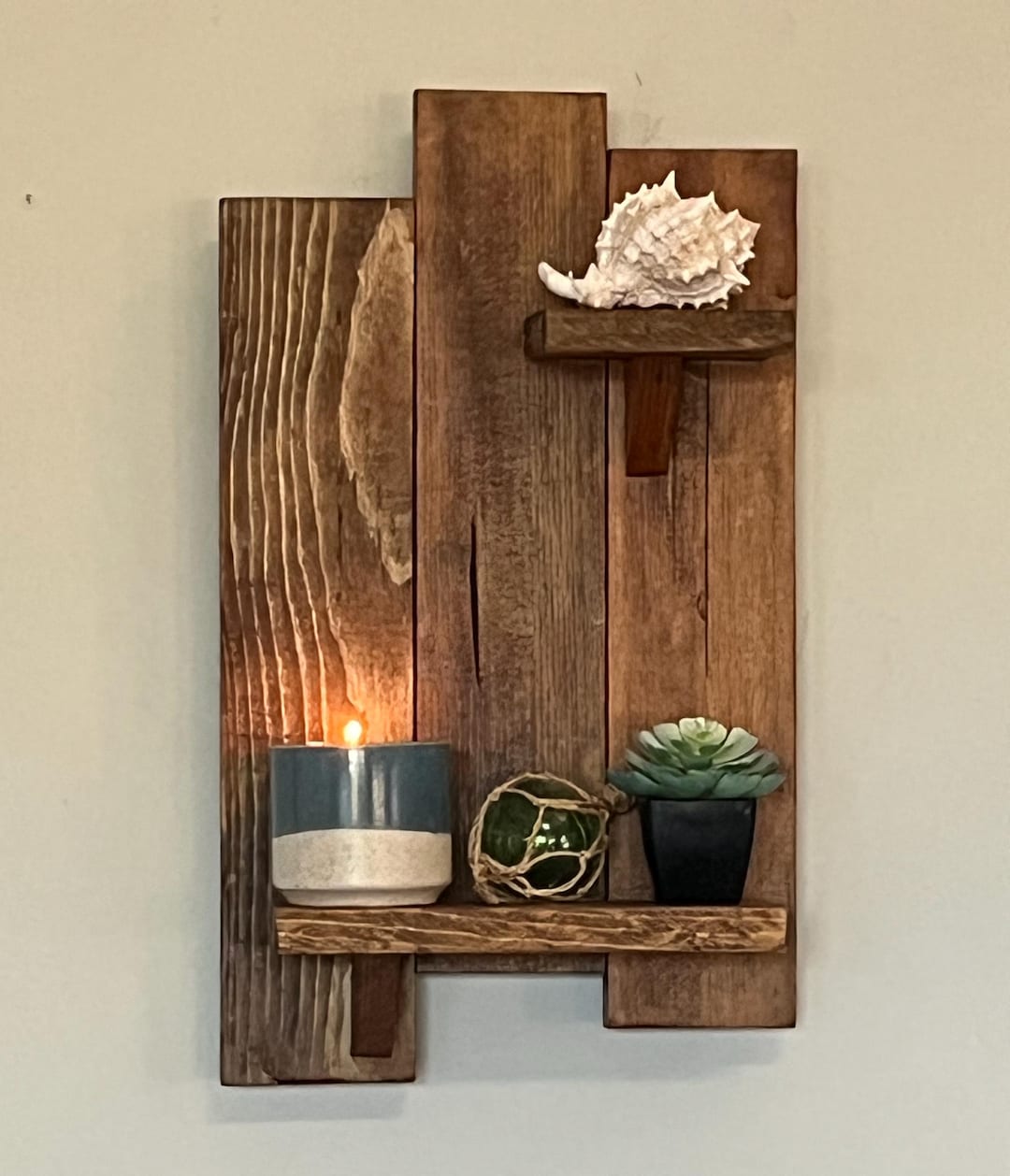 Rustic Wood Wall Shelf, Farmhouse Wall Shelf, Mancave Wall Shelf, Beach ...
