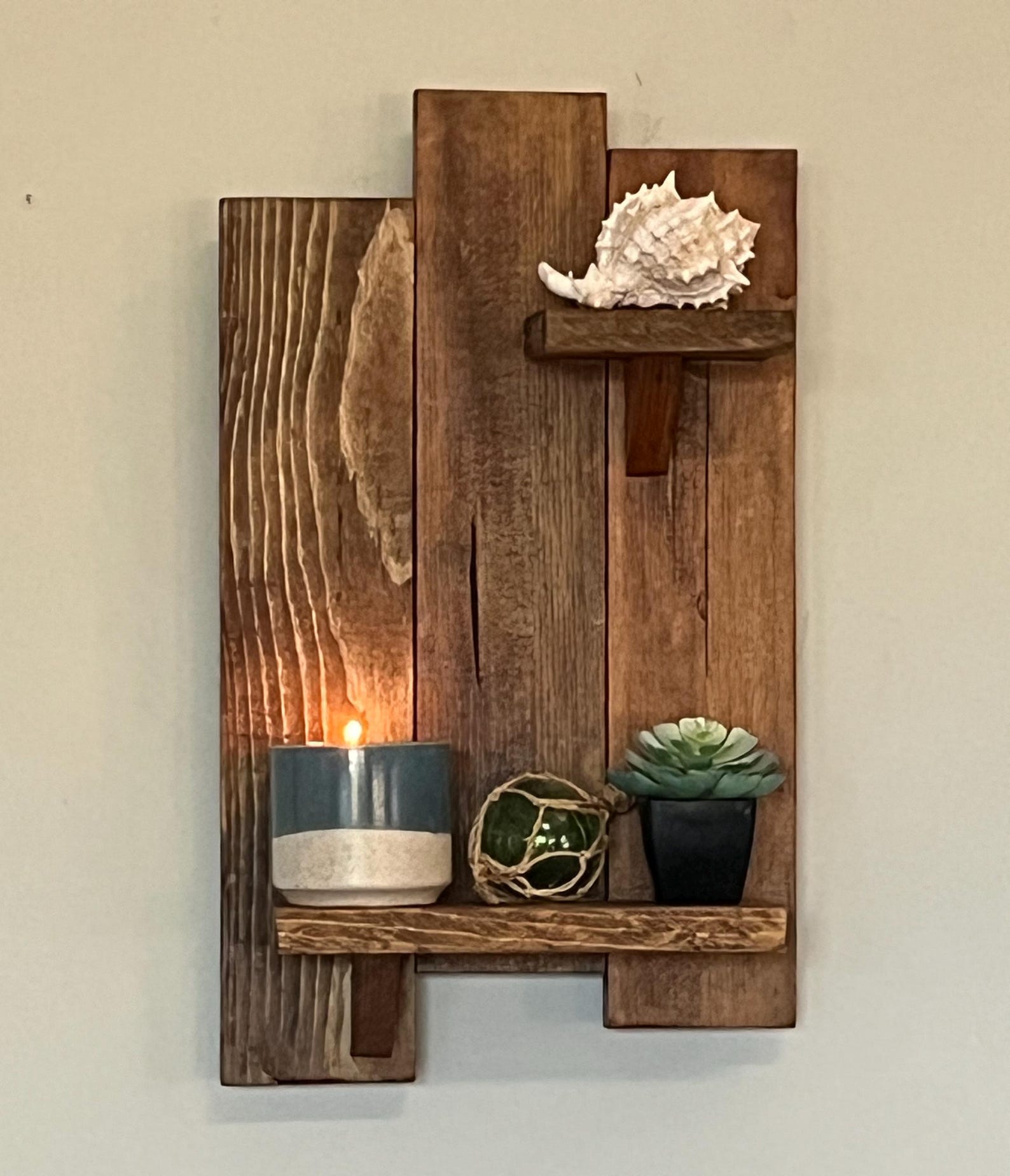 Rustic Wood Wall Shelf, Farmhouse Wall Shelf, Mancave Wall Shelf, Beach ...