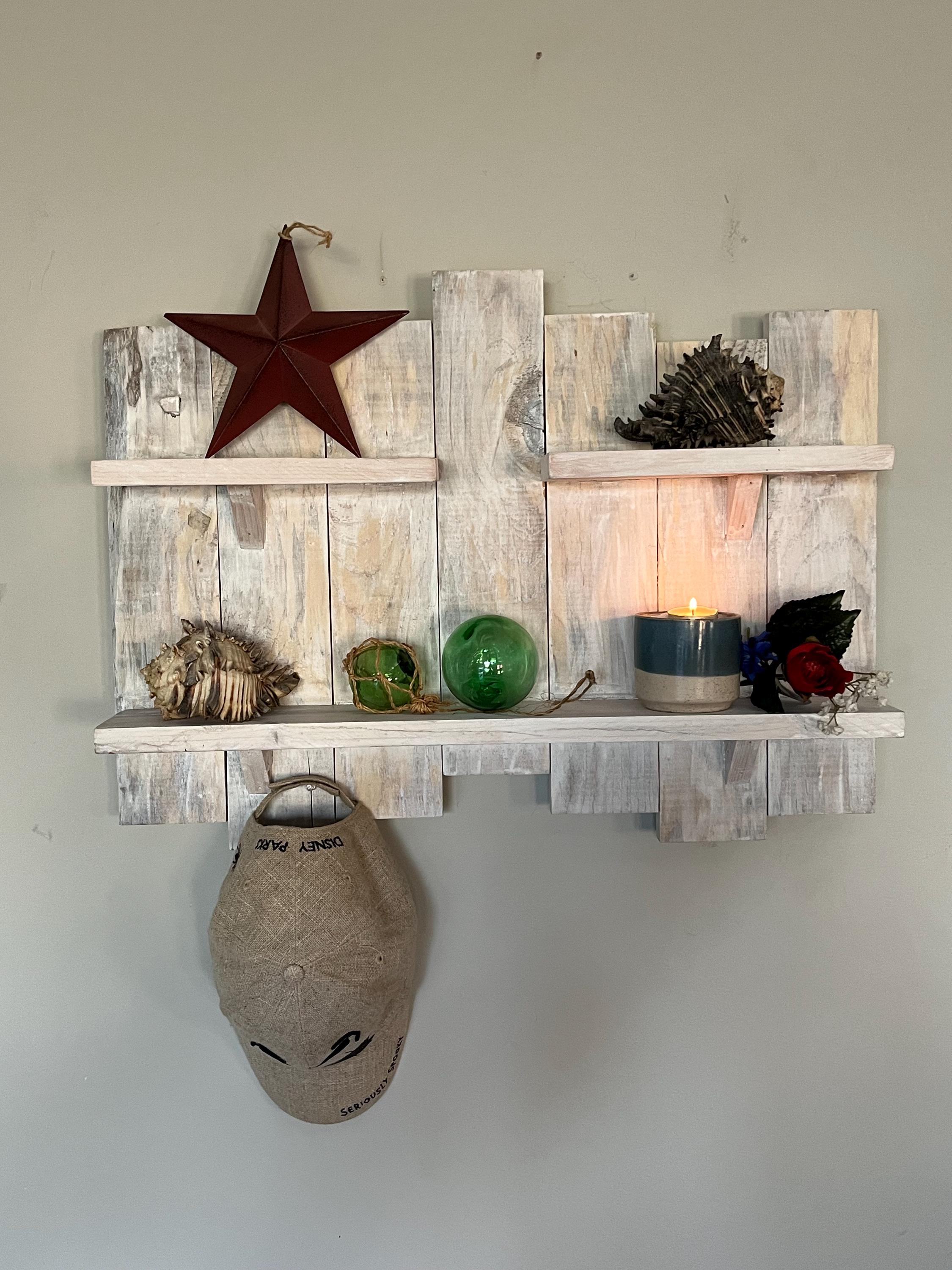 Farmhouse Wood Wall Shelf, Rustic Wood Wall Shelf, Beach Wall Shelf ...