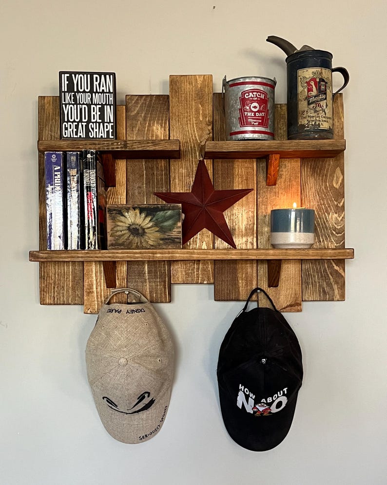 Rustic Wood Wall Shelf, Man Cave Wood Wall Shelf, Farmhouse Wood Wall ...