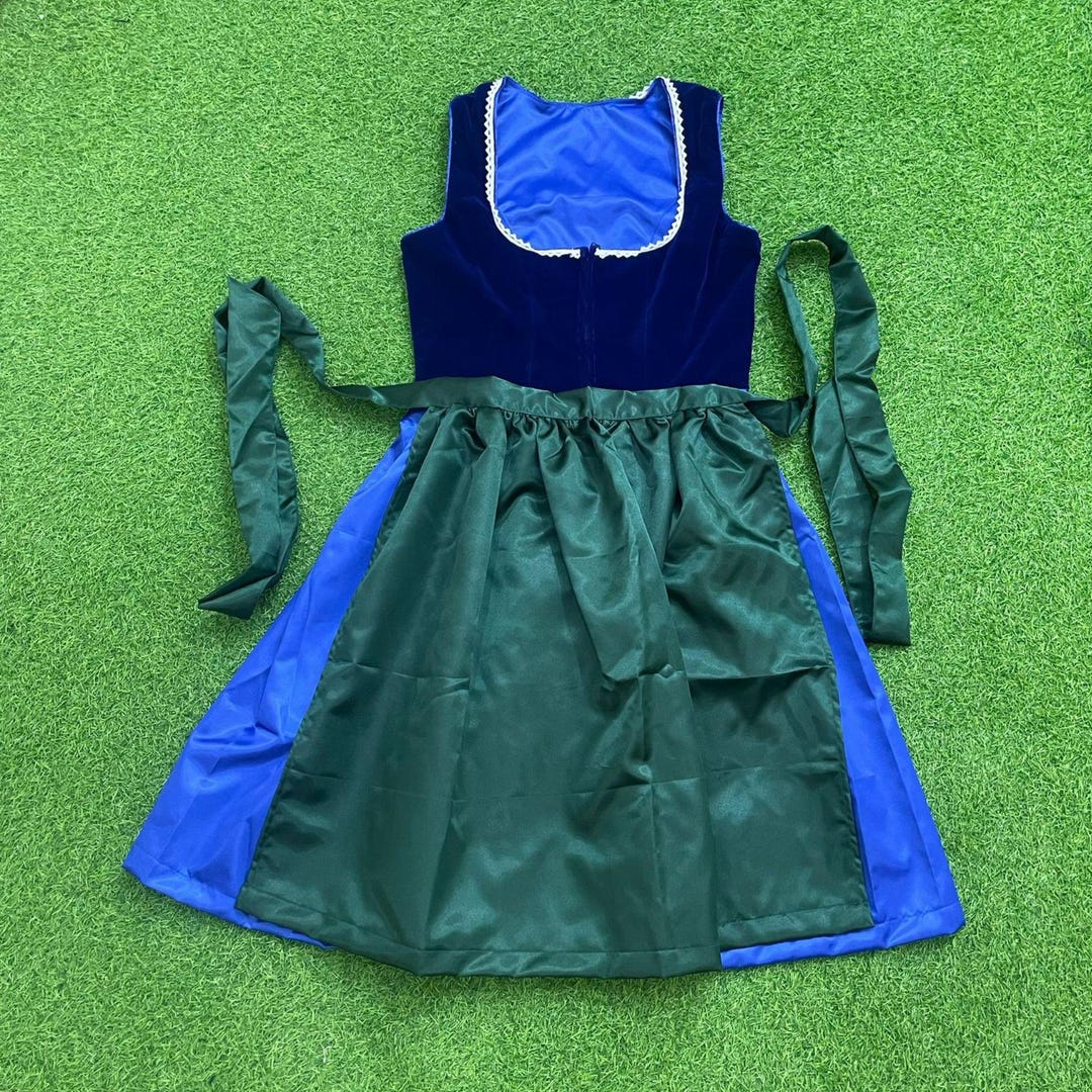 Elegant Royal Blue Velvet Dirndl Traditional Bavarian Oktoberfest Dress ...