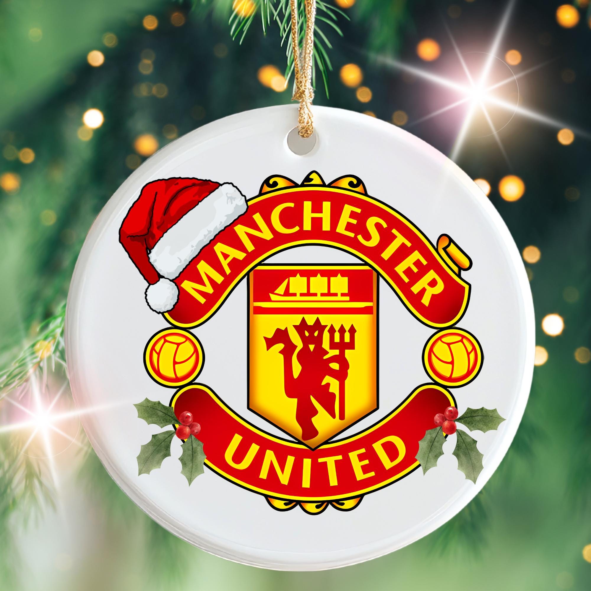Manchester United Christmas Ornament, Football Fan Gift, Soccer Tree ...