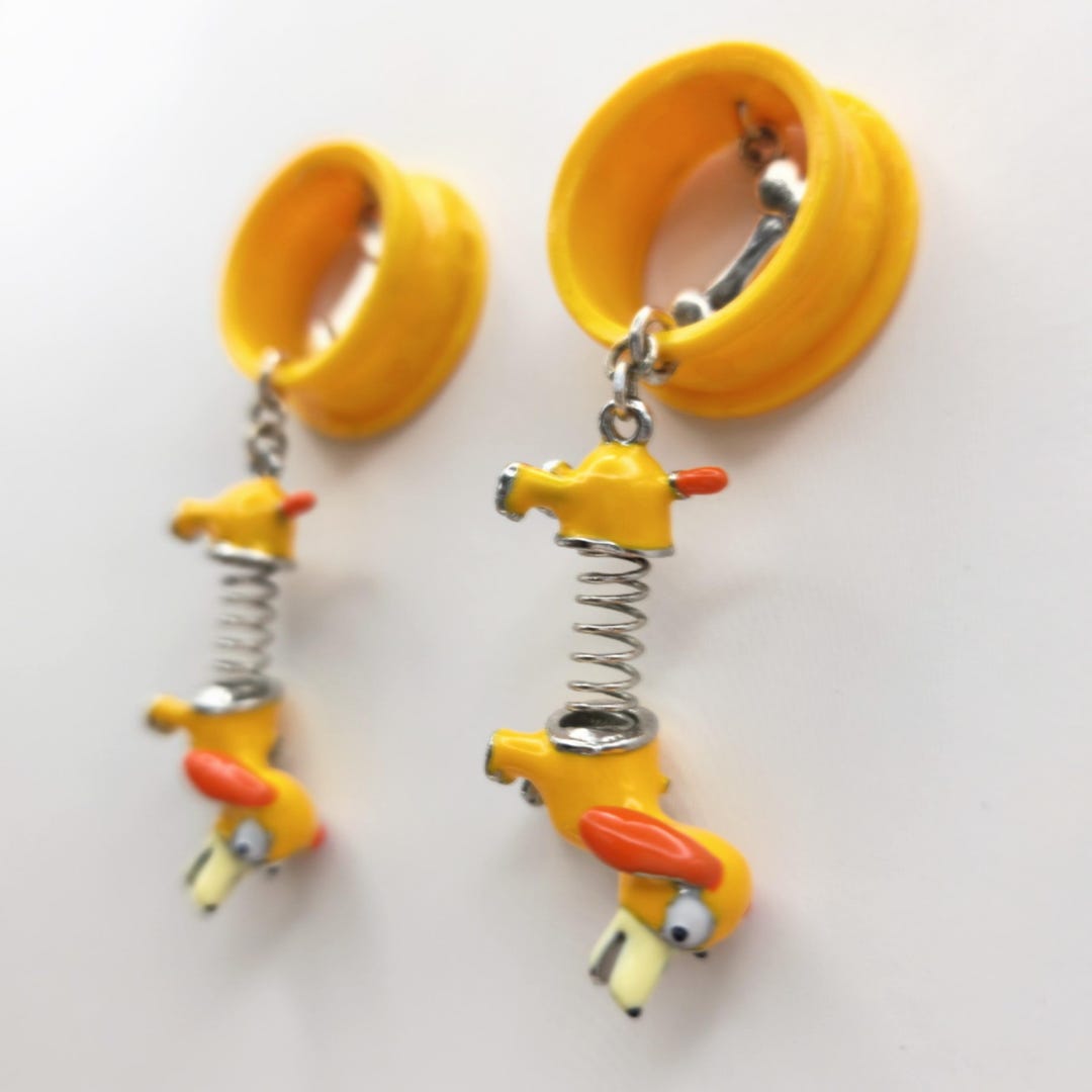 Slinky Dog Tunnels - Dangle Gauges - Plugs- Yellow and Orange - Custom ...
