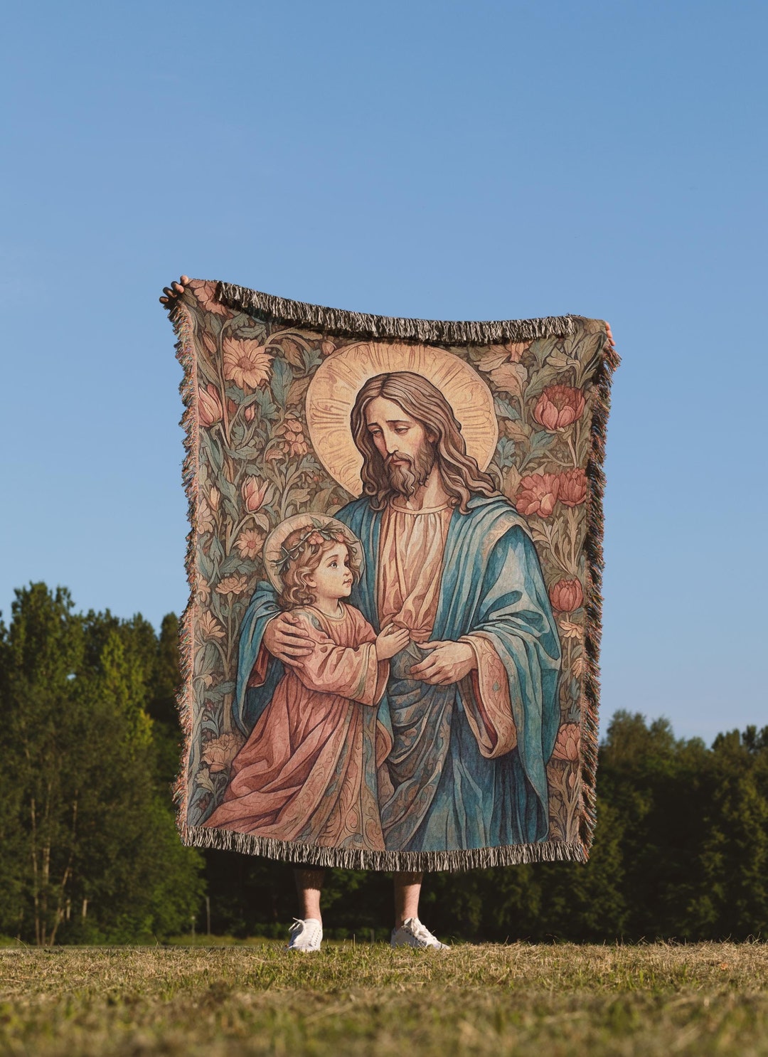 Jesus Blessing Child Woven Blanket: Christian Home Decor - Etsy