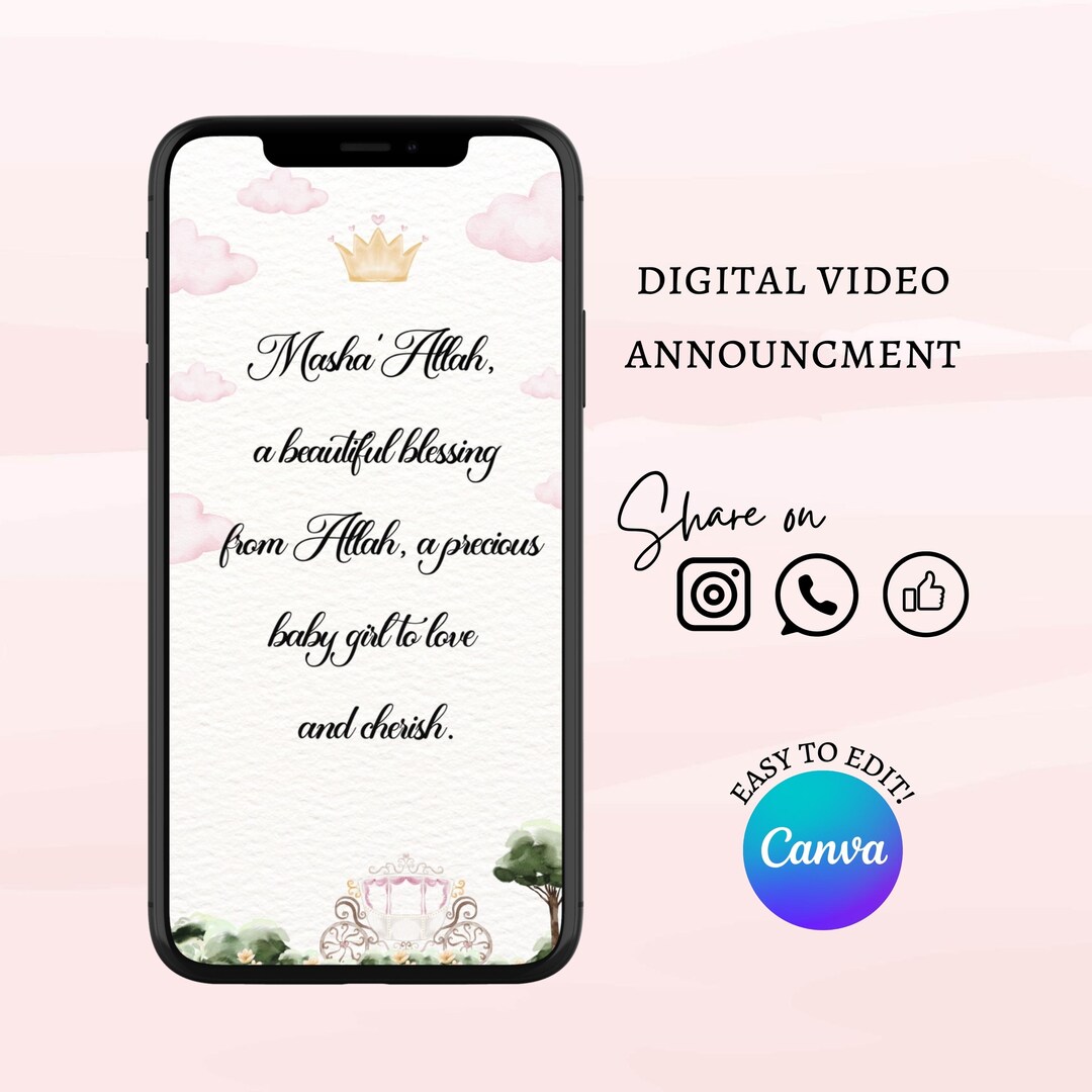 Islamic Animated Announcement | Islamic Baby Girl Announcement ...