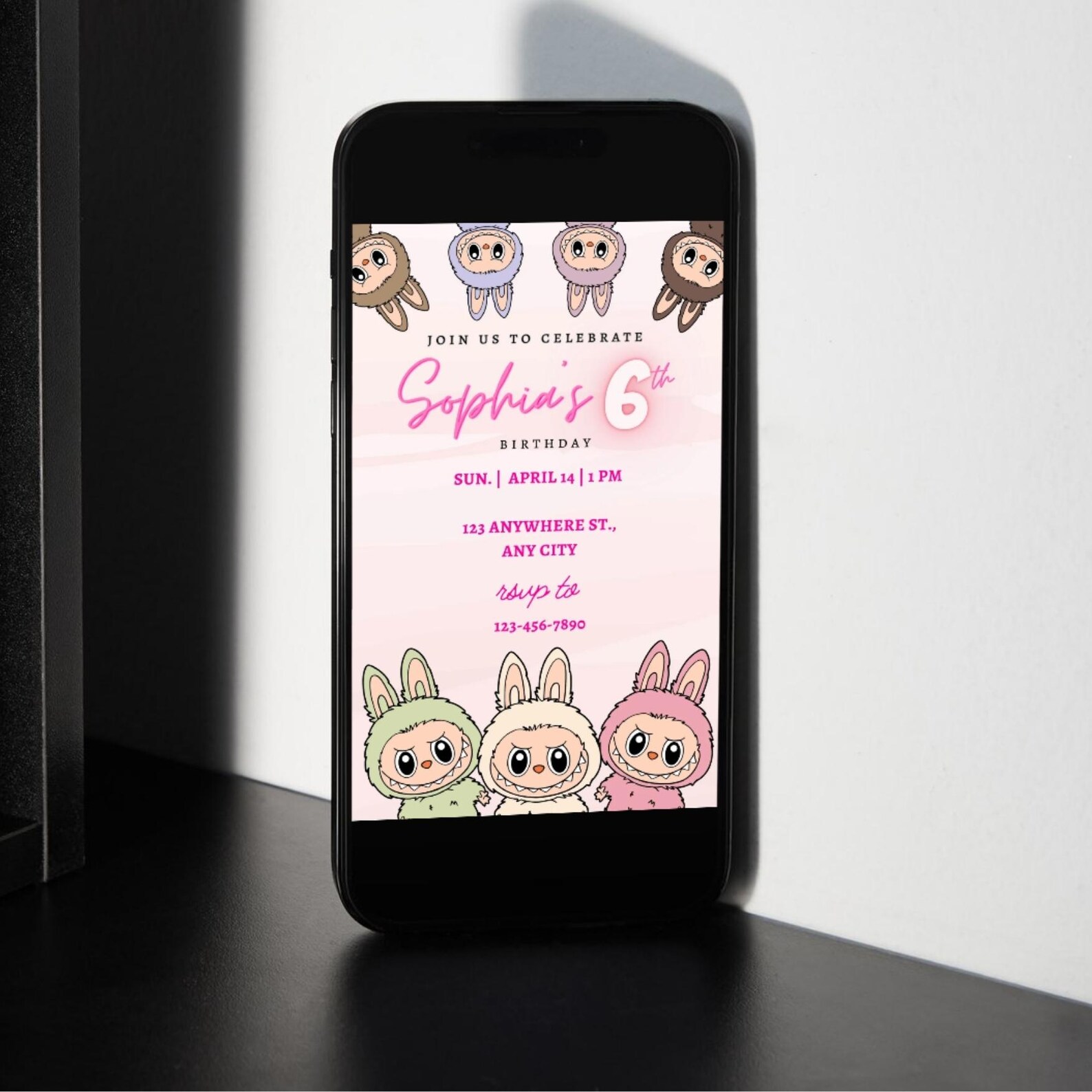 Labubu Birthday Invitation, Labubu Editable Template, Labubu Birthday ...