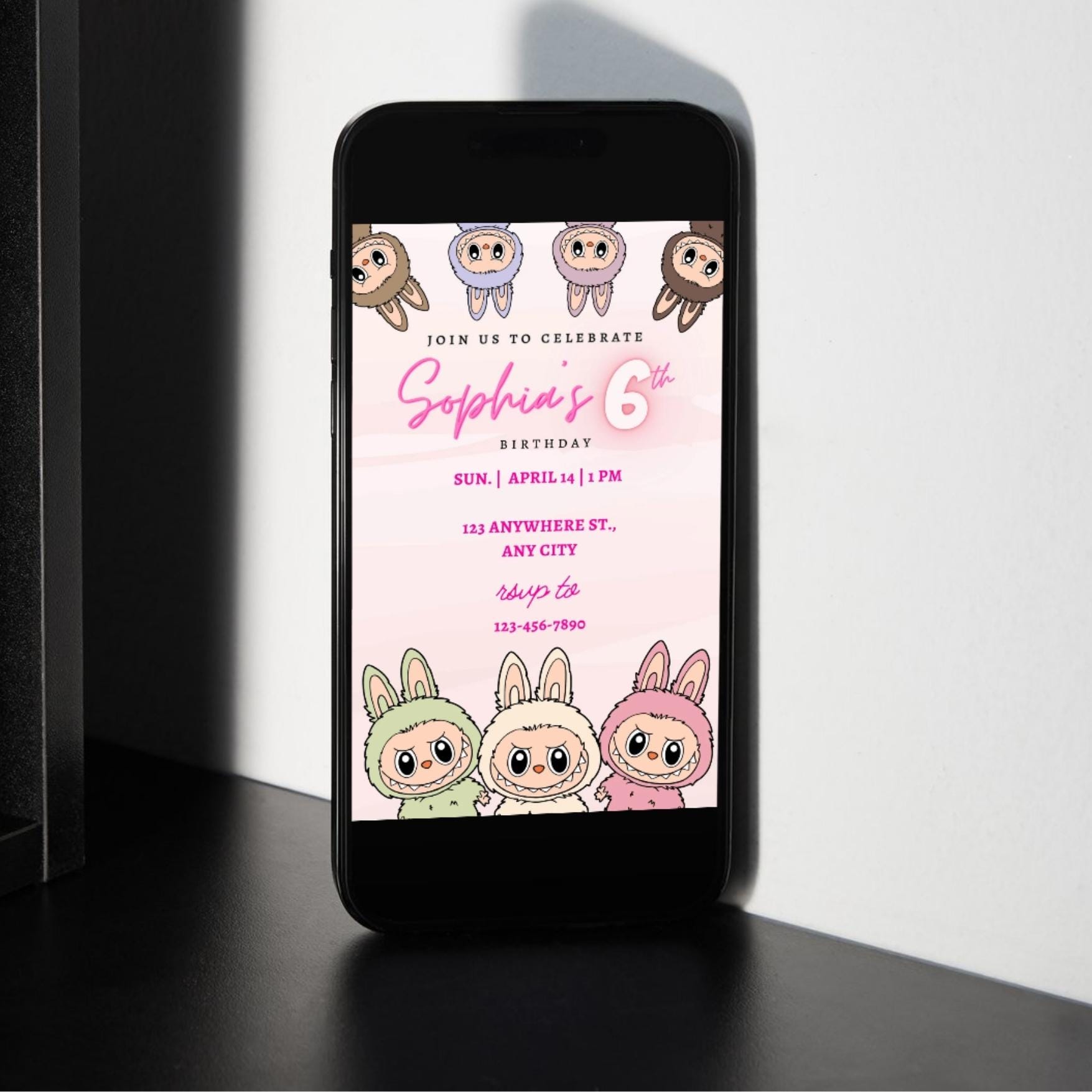 Labubu Birthday Invitation, Labubu Editable Template, Labubu Birthday ...