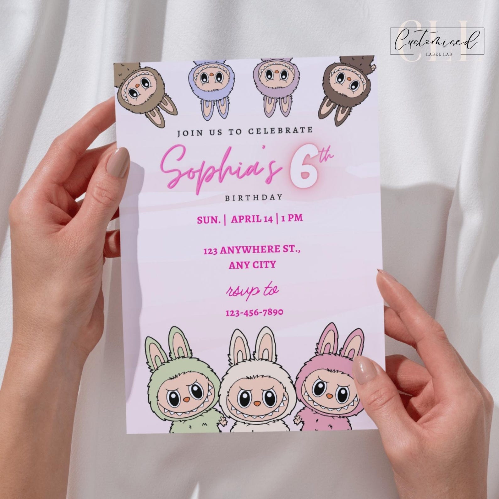 Labubu Birthday Invitation, Labubu Editable Template, Labubu Birthday ...