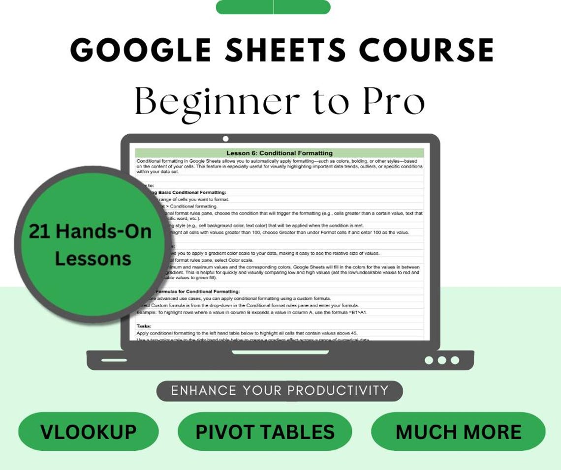 Google Sheets Course | Beginner to Pro | 21 Hands-on Lessons | Training ...