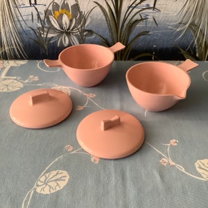 Vintage 1960s STETSON Melmac Dinnerware Pink Covered Sugar Bowl and ...
