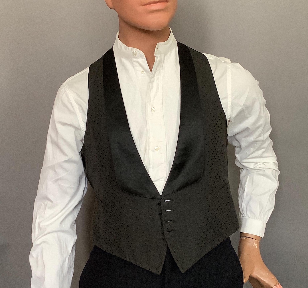 Vintage 1930s/40s Black Formal Waistcoat - Evening Dinner Vest With ...