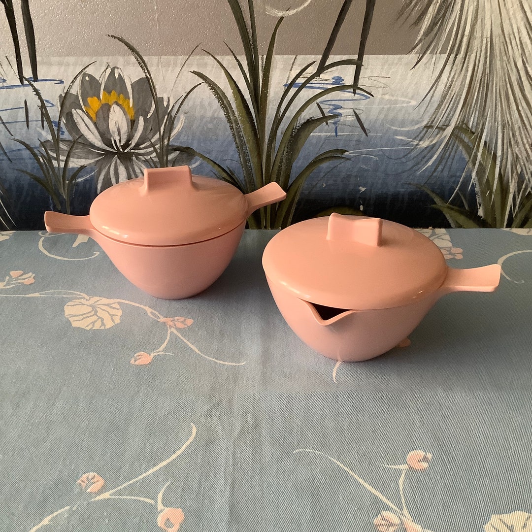 Vintage 1960s STETSON Melmac Dinnerware - Pink Covered Sugar Bowl and ...
