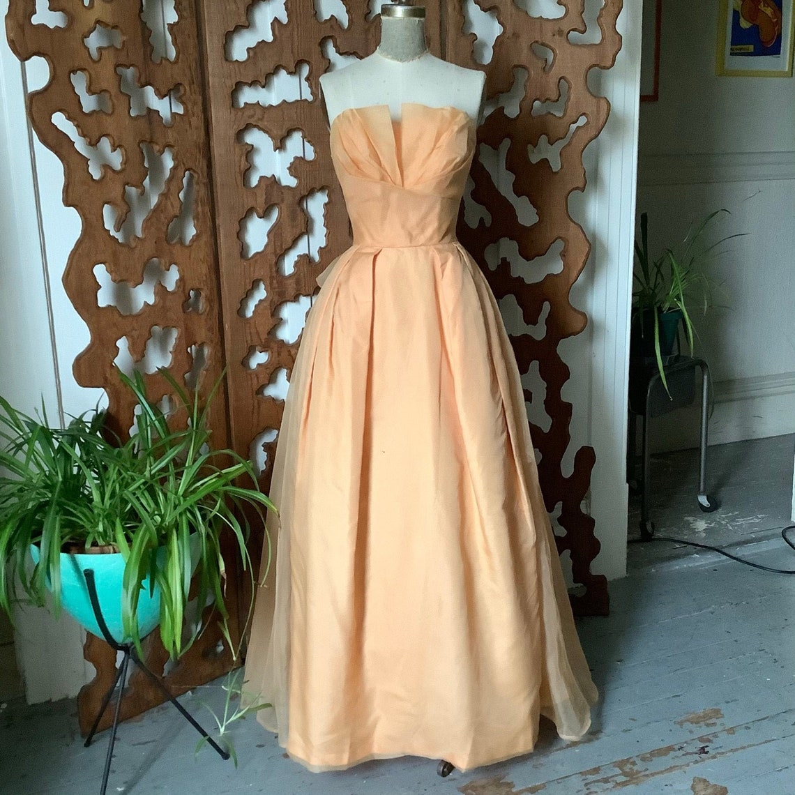 Vintage 1960s Peach Chiffon Prom Dress worn once | Etsy