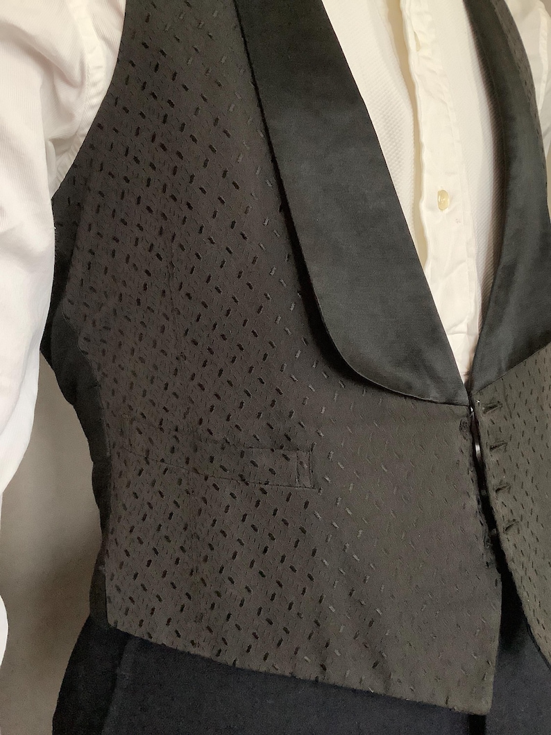 Vintage 1930s/40s Black Formal Waistcoat - Evening Dinner Vest With ...