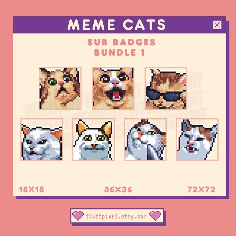 Pixel Art Cat Emote - Etsy UK