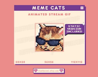 Retro Pixel Art Meme Cat Sub Badges Bundle - Twitch Youtube Discord ...