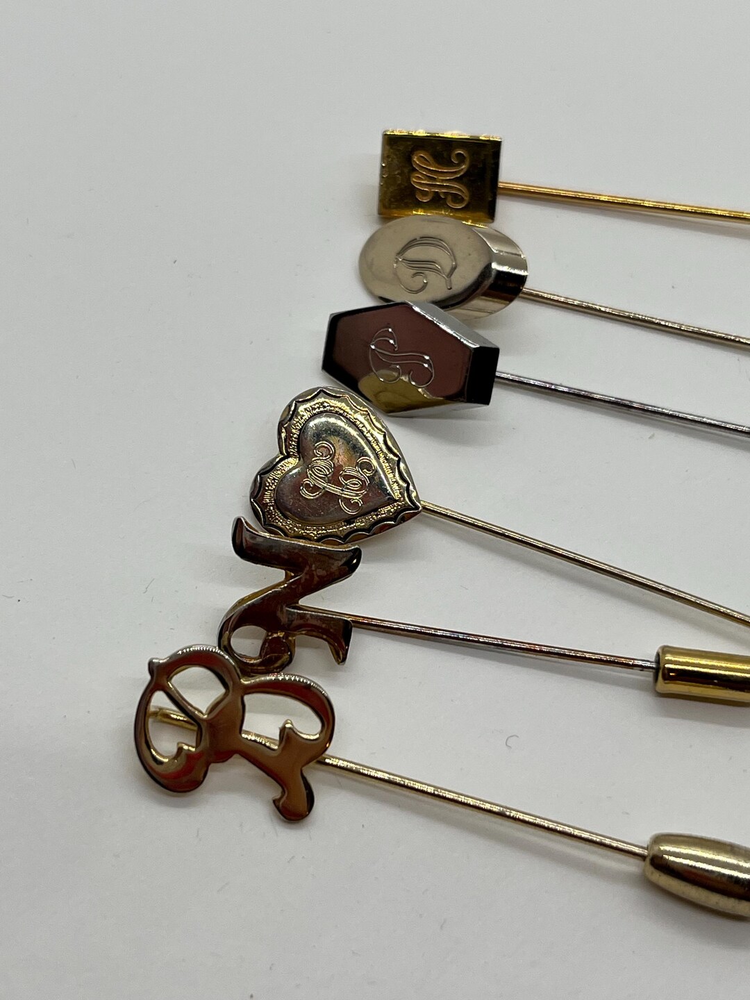 Vintage Lot of 6 Momogram Initial Stick Pins - Etsy