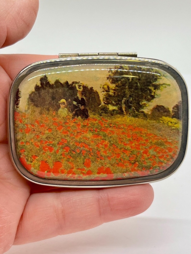 Vintage Trinket Box Sewing Kit Pill Box Claude Monet Poppy Field - Etsy