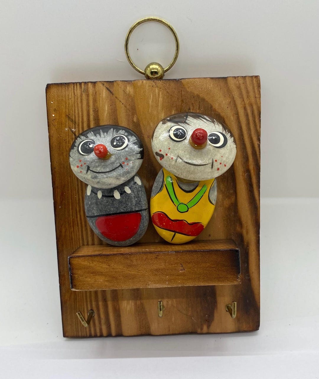 Vintage Kitsch Wooden Key Hanger Rock People Hand Painted - Etsy
