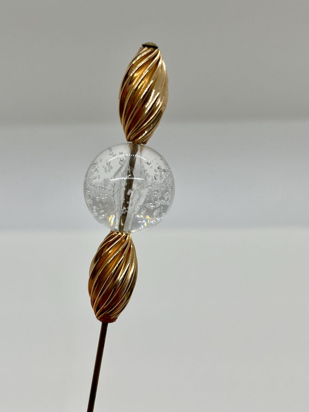 Vintage Clear Glass and Gold Hat Pin Stick Pin 5 Inch - Etsy