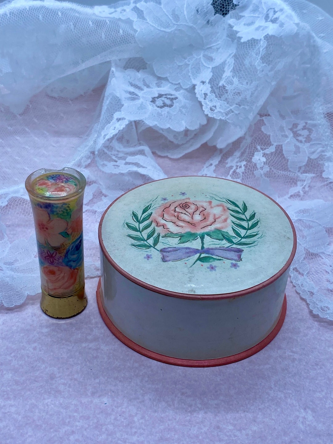 Vintage Avon Face Powder and Floral Lipstick Sun Tan Honey Bisque ...