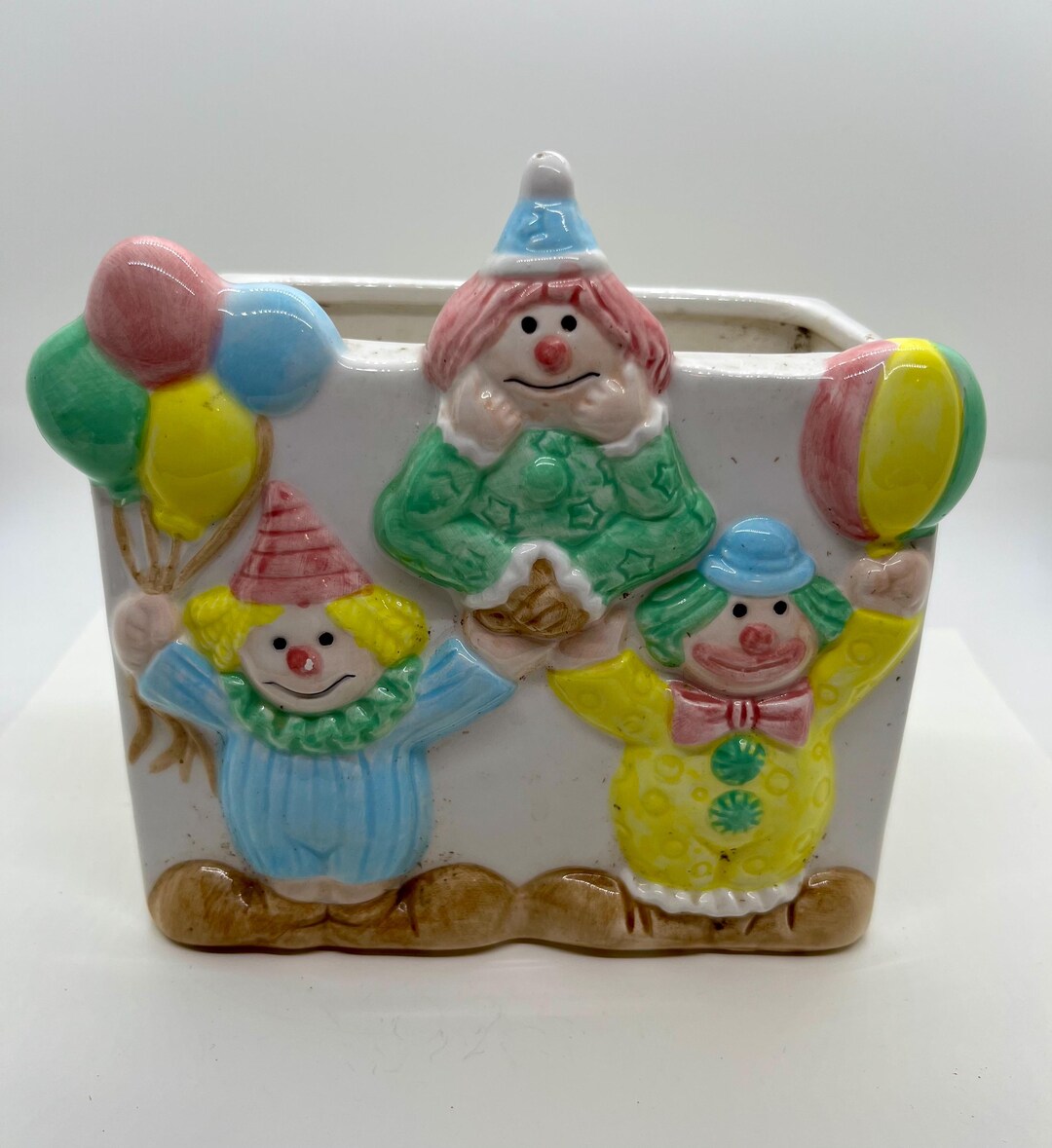 Vintage Pastel Clown Planter Balloons Ceramic - Etsy