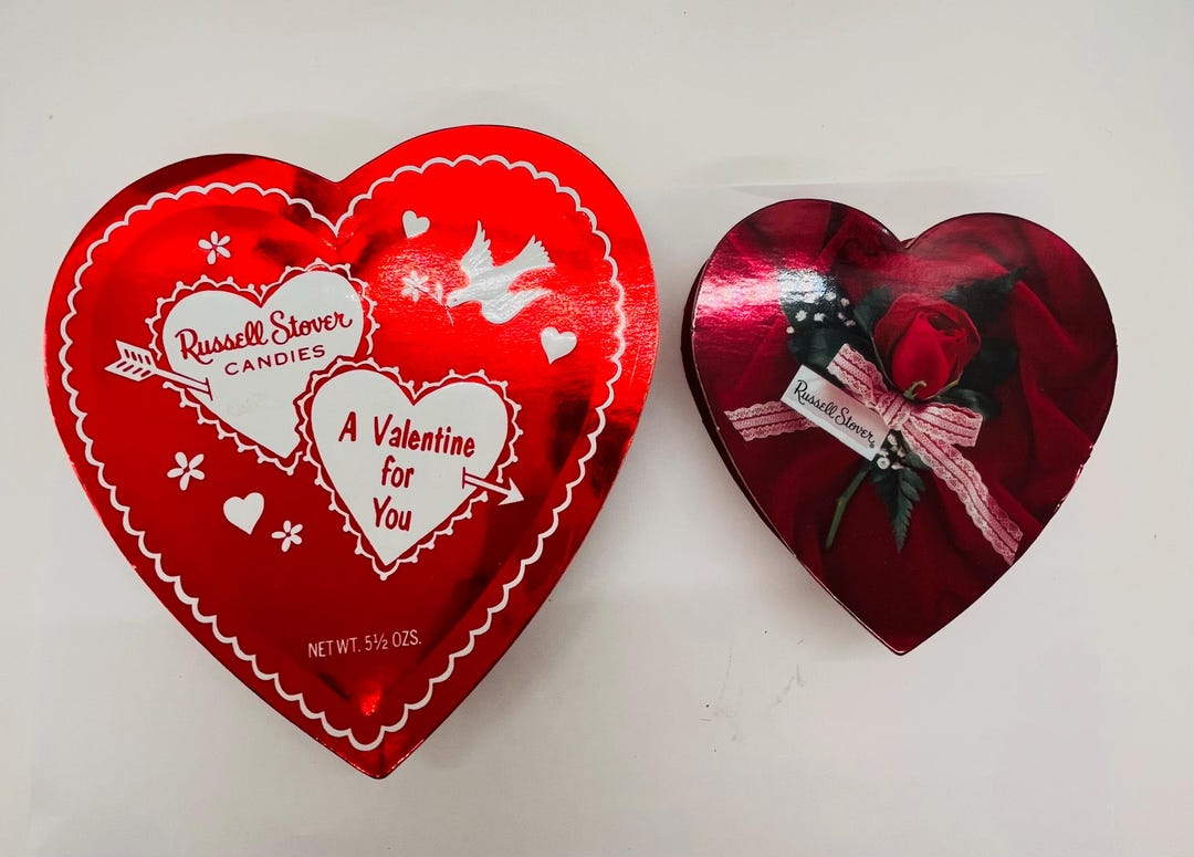 Vintage Russell Stover Heart Shaped Empty Candy Boxes 2 - Etsy