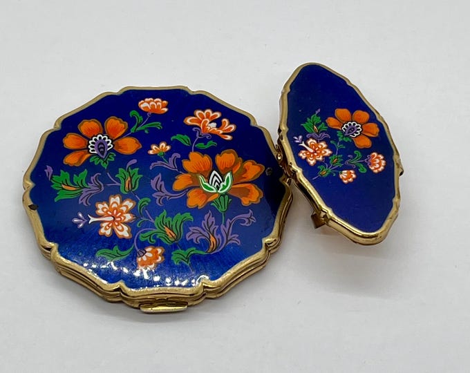 Vintage Stratton Powder Mirror Compact and Matching Lipstick Case ...