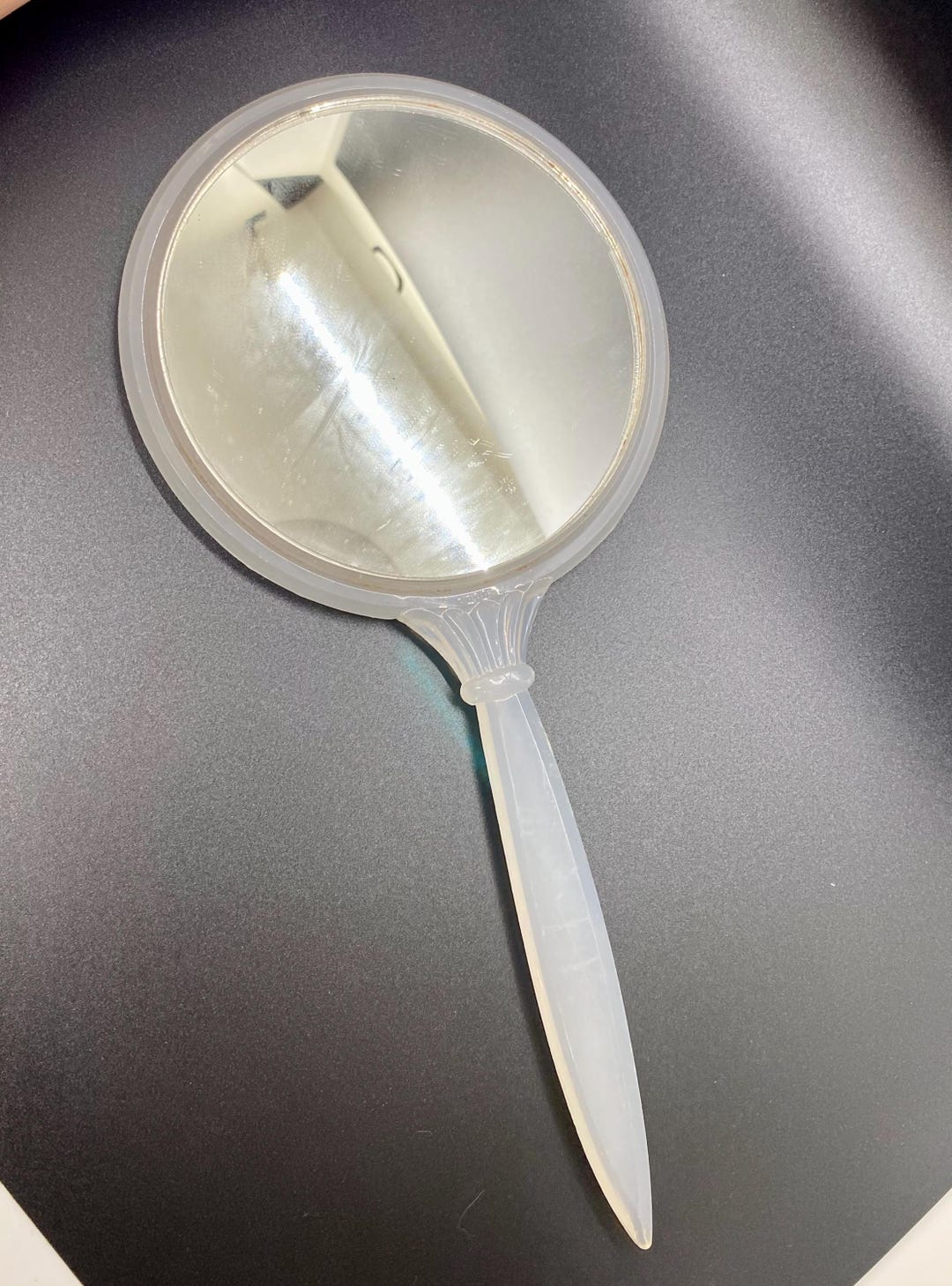 Vintage Translucent Acrylic White Hand Mirror Double Sided Magnified - Etsy